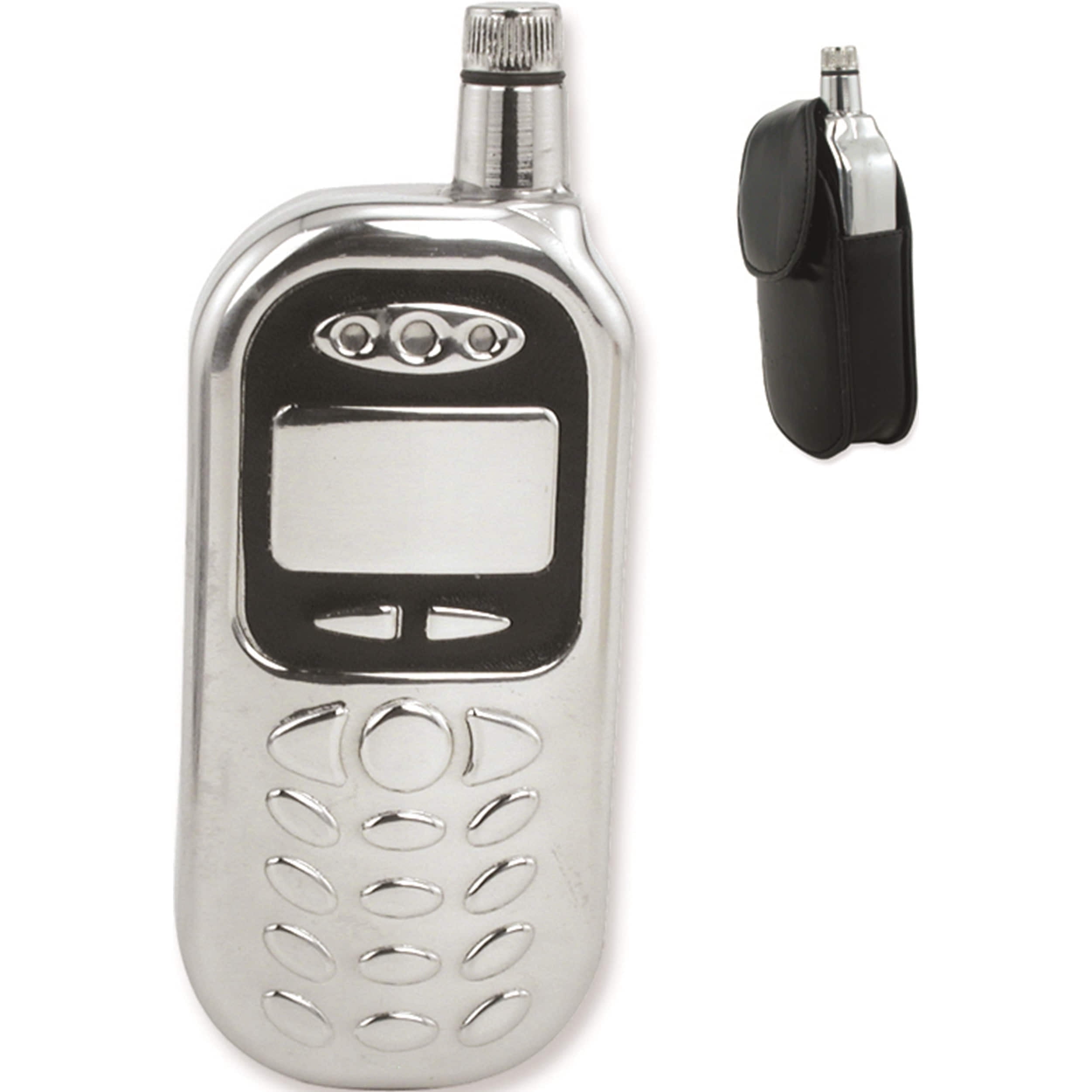 Fashion Stainless Steel 4Oz Cell Phone Flask With Black Faux Leather ...