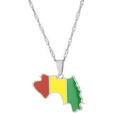 Fashion Stainless Steel Map of Guinea Pendant Guinean Flag Necklace ...