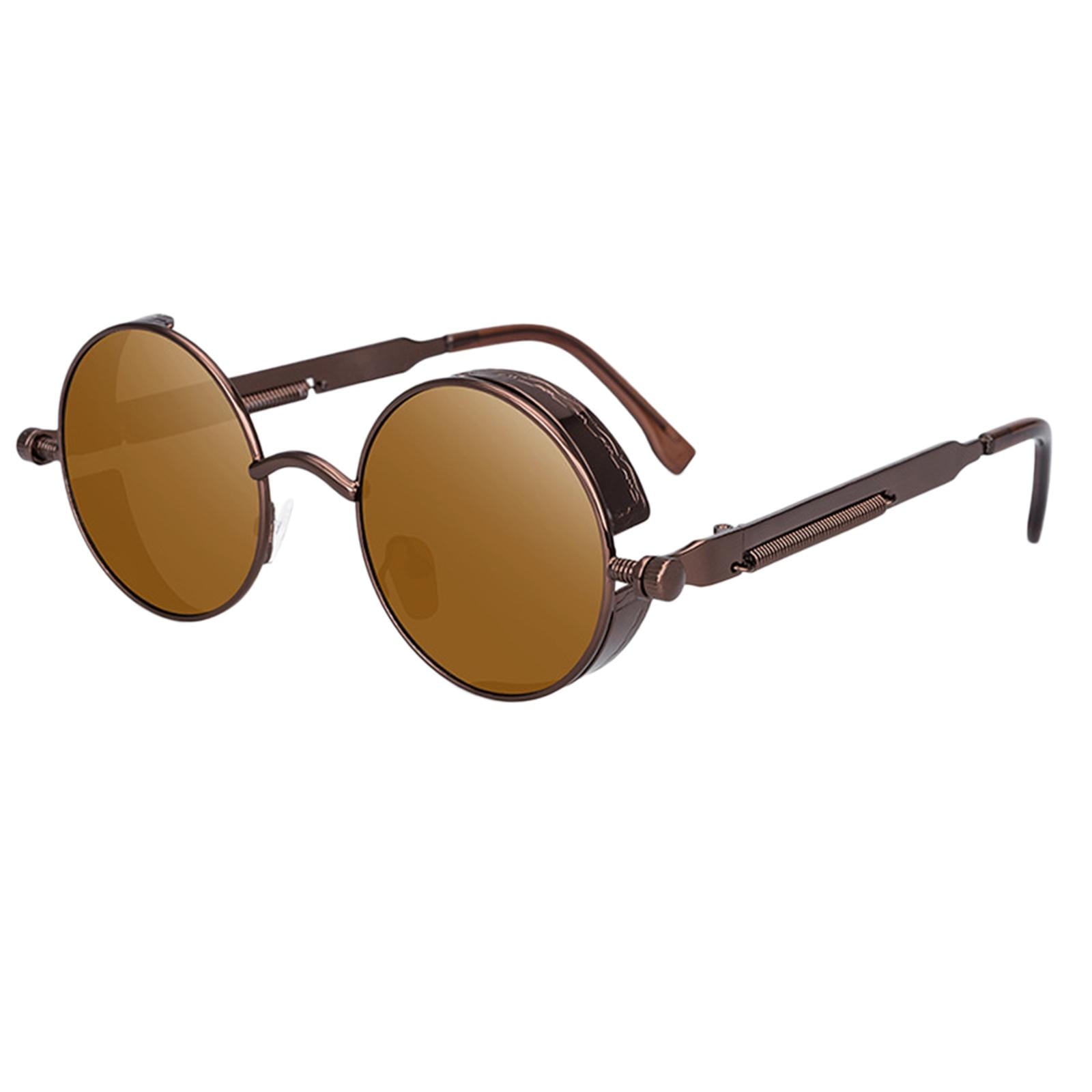 Fashion Steampunk Round Sunglasses Metal Circle Frame Goggles ...