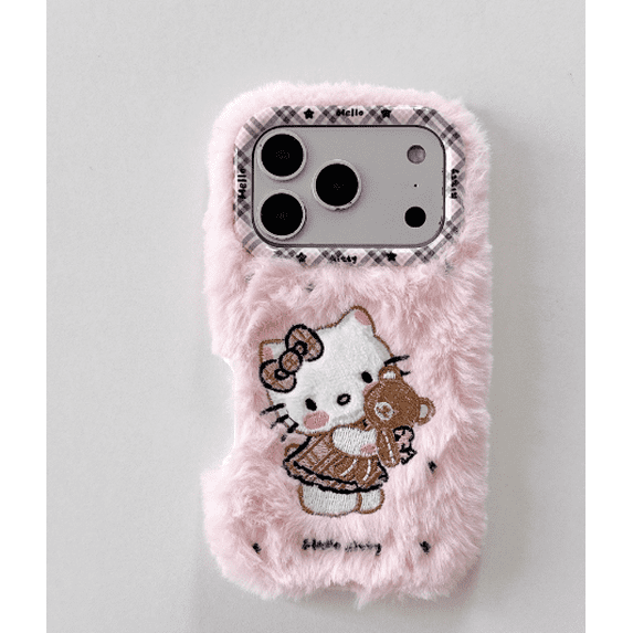 Fashion Style Cute Cartoon Plush Winter Hello Kitty Phone Case Suitable ...