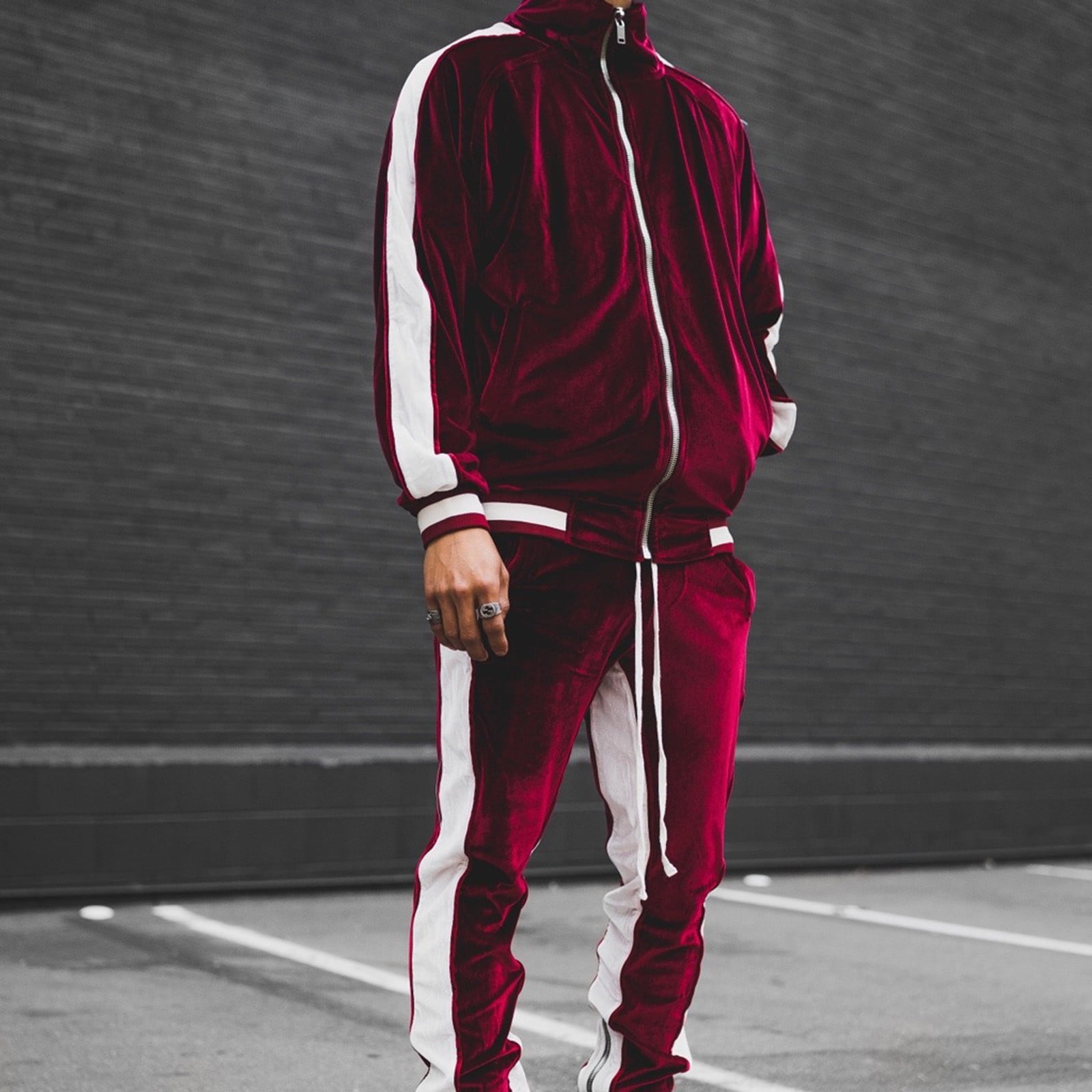 Fashion Suit for Men's Casual Coat and Pants Sports Set Long Sleeve ...
