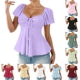 Fashion Summer Short Sleeve Tee with Neck Tie Design for Daily Wear in ...