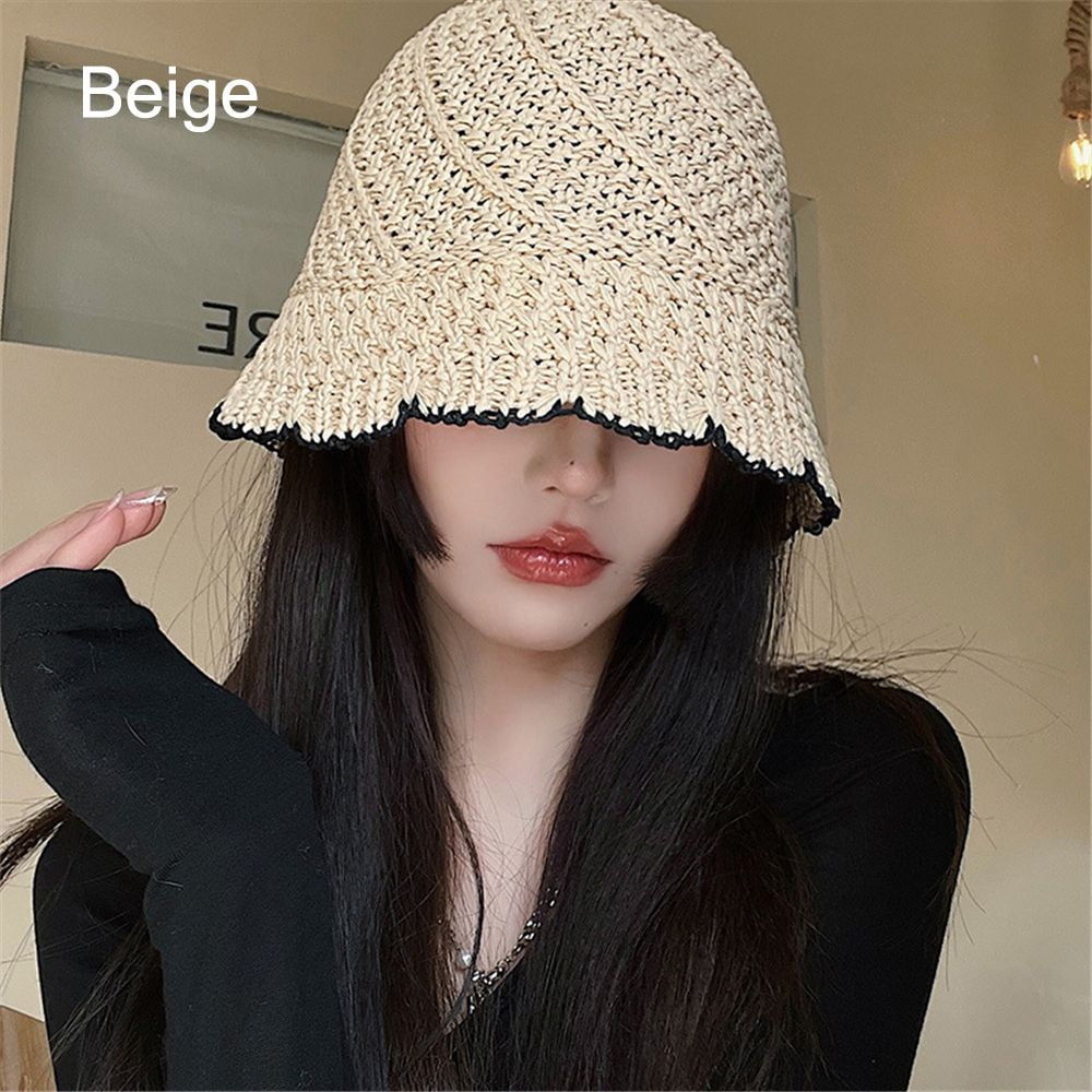 Fashion Sun Cap Sunshade Beach Caps Straw Hats for Women Panama Hat ...