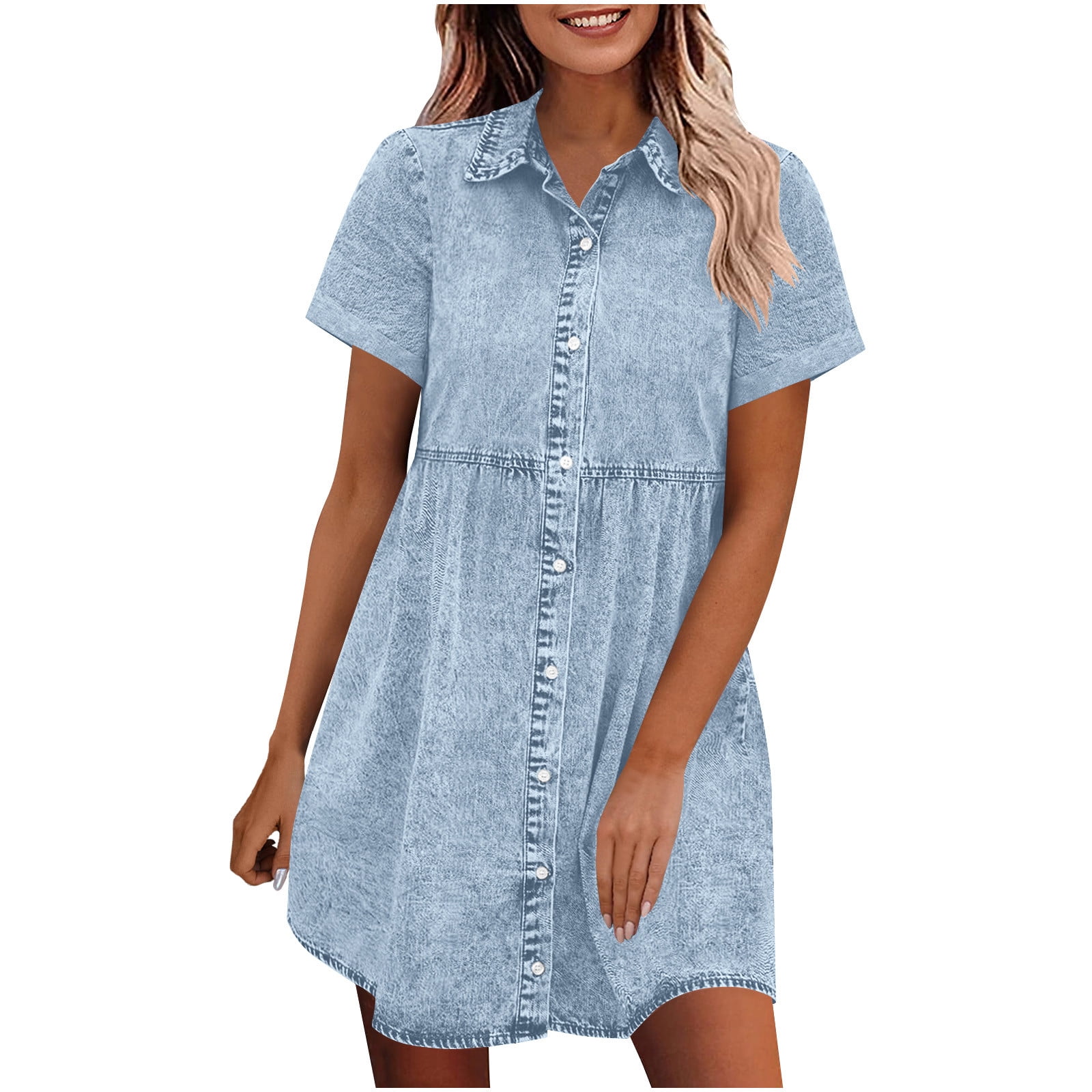 Fashion Sun Dresses for Womens 2026 Plus Size Summer Solid Color Casual ...