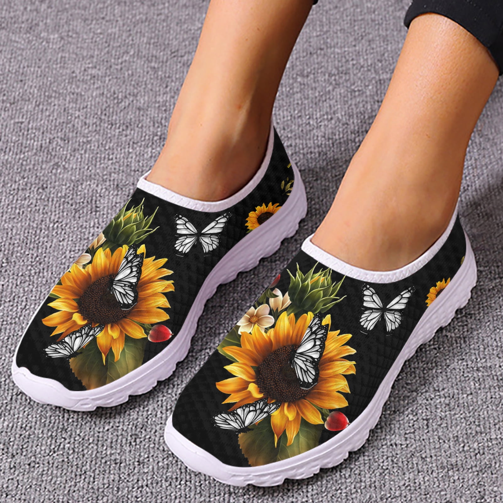 Fashion Sunflower Butterfly Loafers Summer Lightweight Breathable ...
