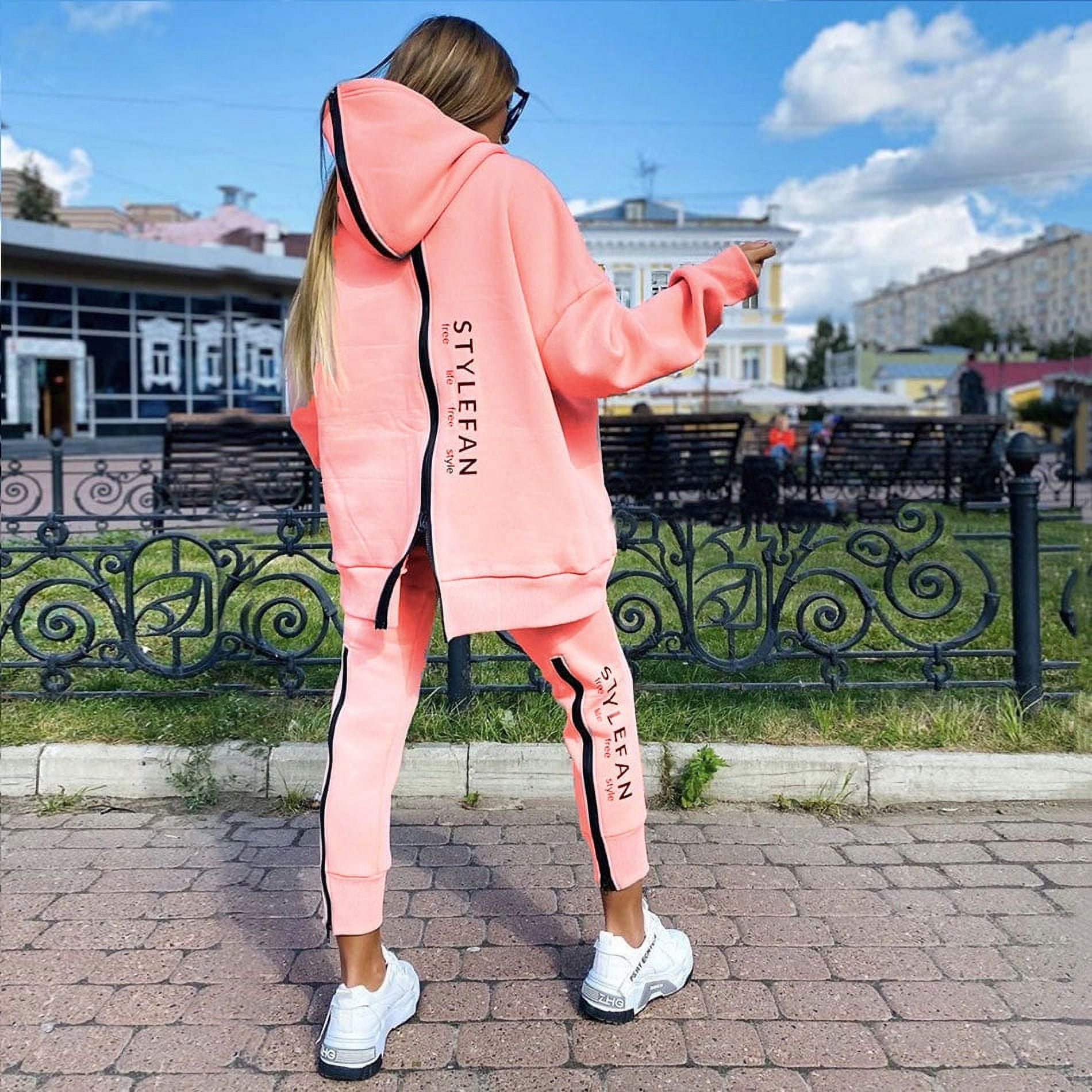 Fashion Swag Tracksuit with Hood (XL, SeaPink) - Walmart.com