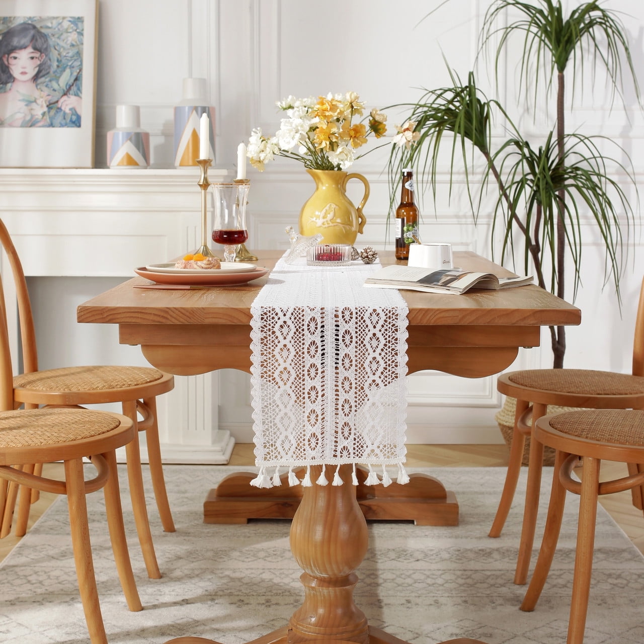 Fashion Table Runner with Tassels, Cotton Farmhouse Table Decoration ...