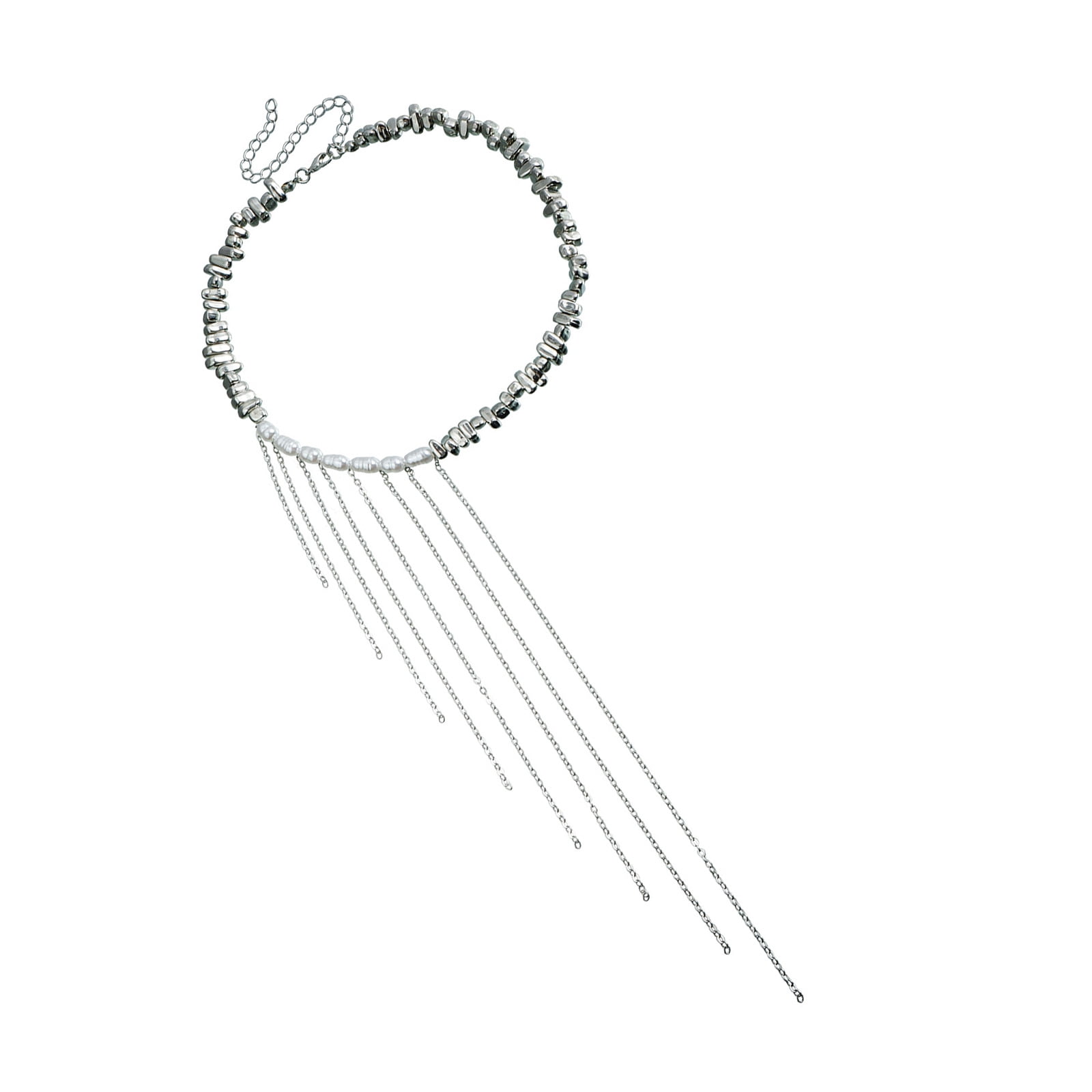 Fashion Tassels Necklace with Irregular Beads Handmade Collarbone Chain ...