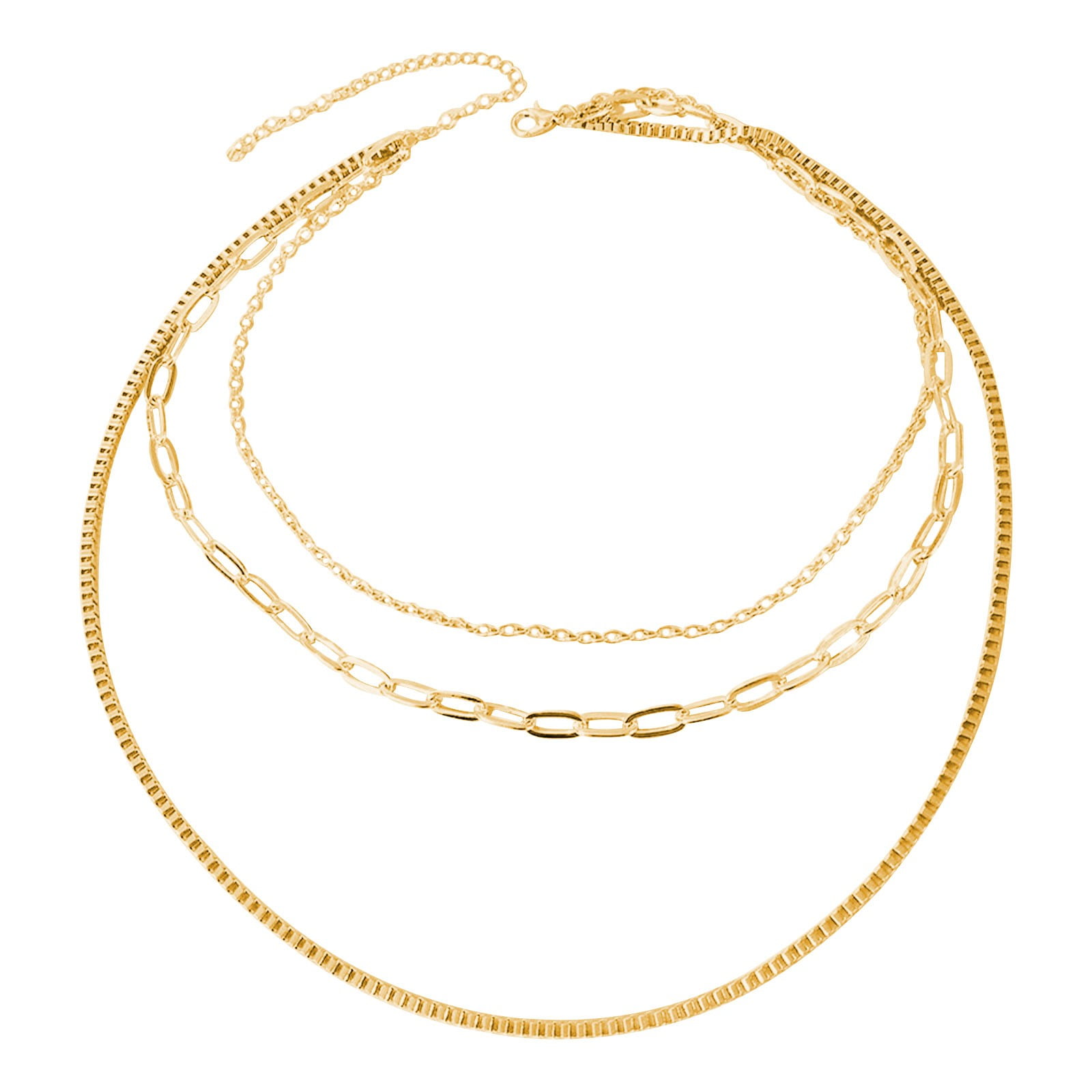Fashion Three Layer Necklace All Trend Metal Vinis Chain Multi Layer ...