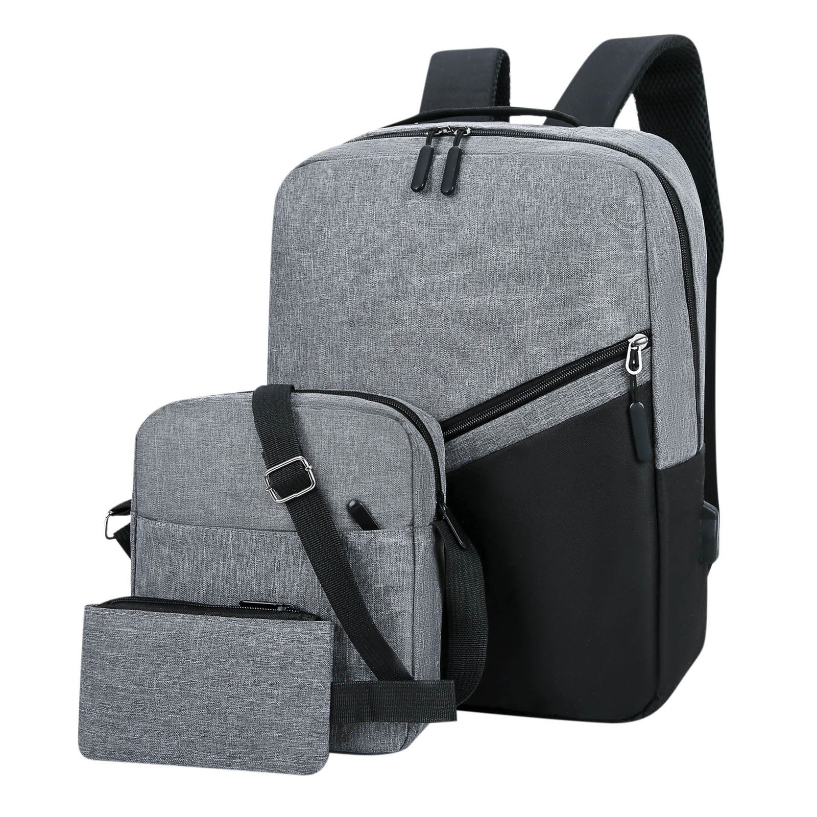 Fashion Three-piece Backpack Backpack Male Business Usb Charging Laptop ...
