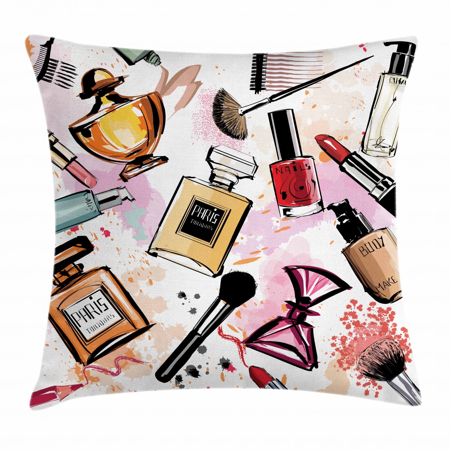 Fashion Throw Pillow Cushion Cover, Cosmetic and Makeup Theme Pattern ...