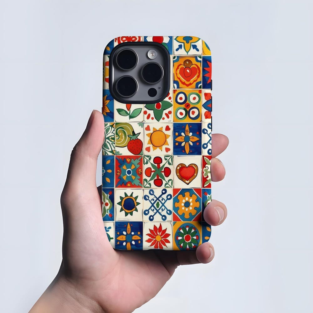 Fashion Tile Print Aesthetic Creative Phone Case 17 16 15 14 13 12 11 ...