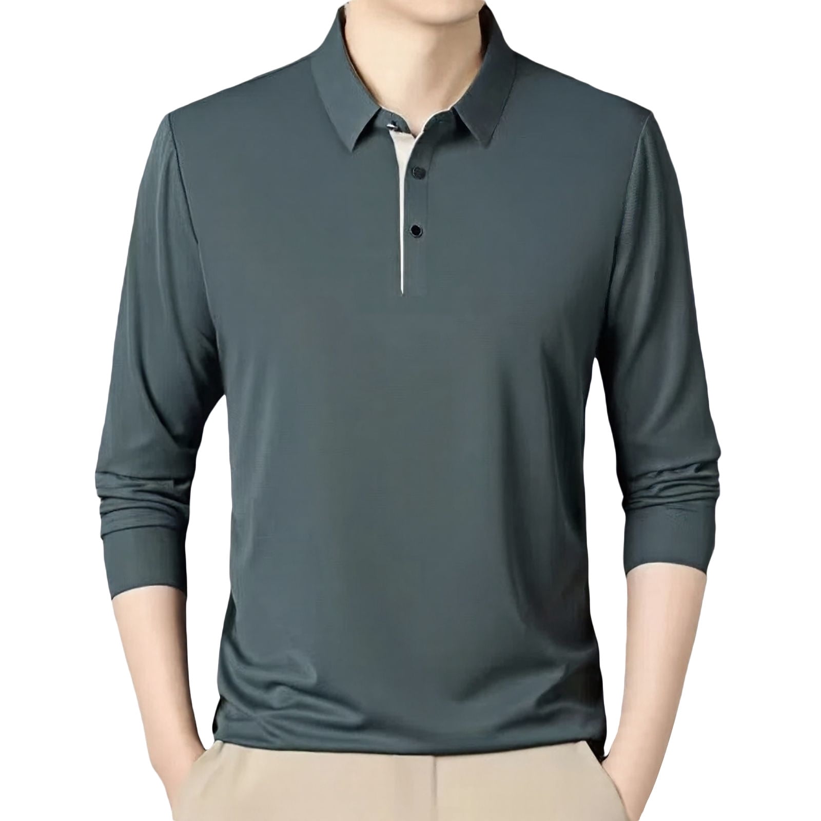 Fashion Top for Men - Classic Men's Long Sleeve Shirt Collared Top for ...