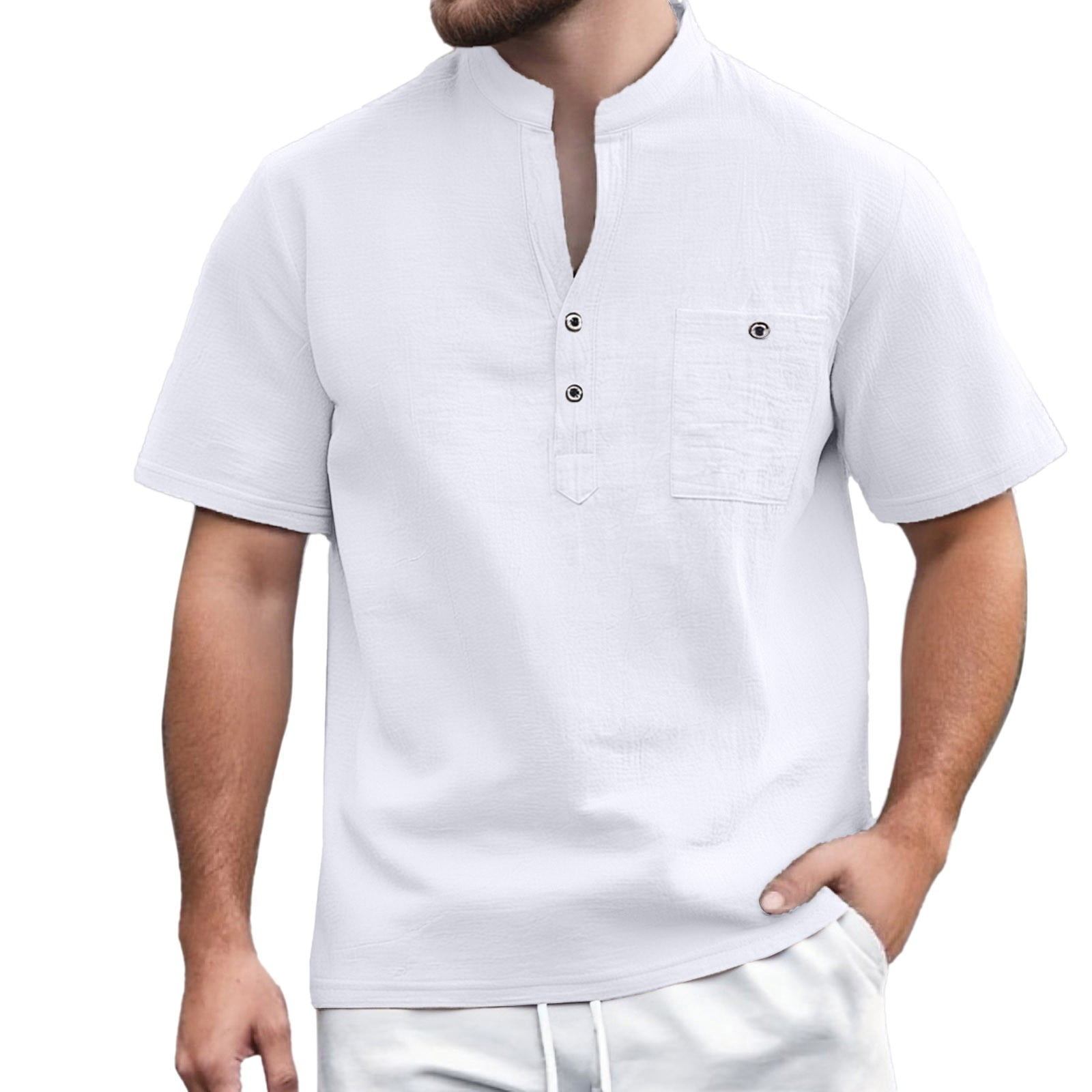 Fashion Top for Men - European Style Solid Color Button Down Collar ...