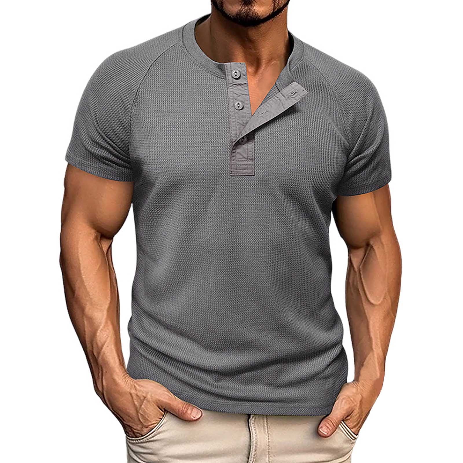 Fashion Top for Men - Men's Short Sleeve Crew Neck Tee Solid Color ...
