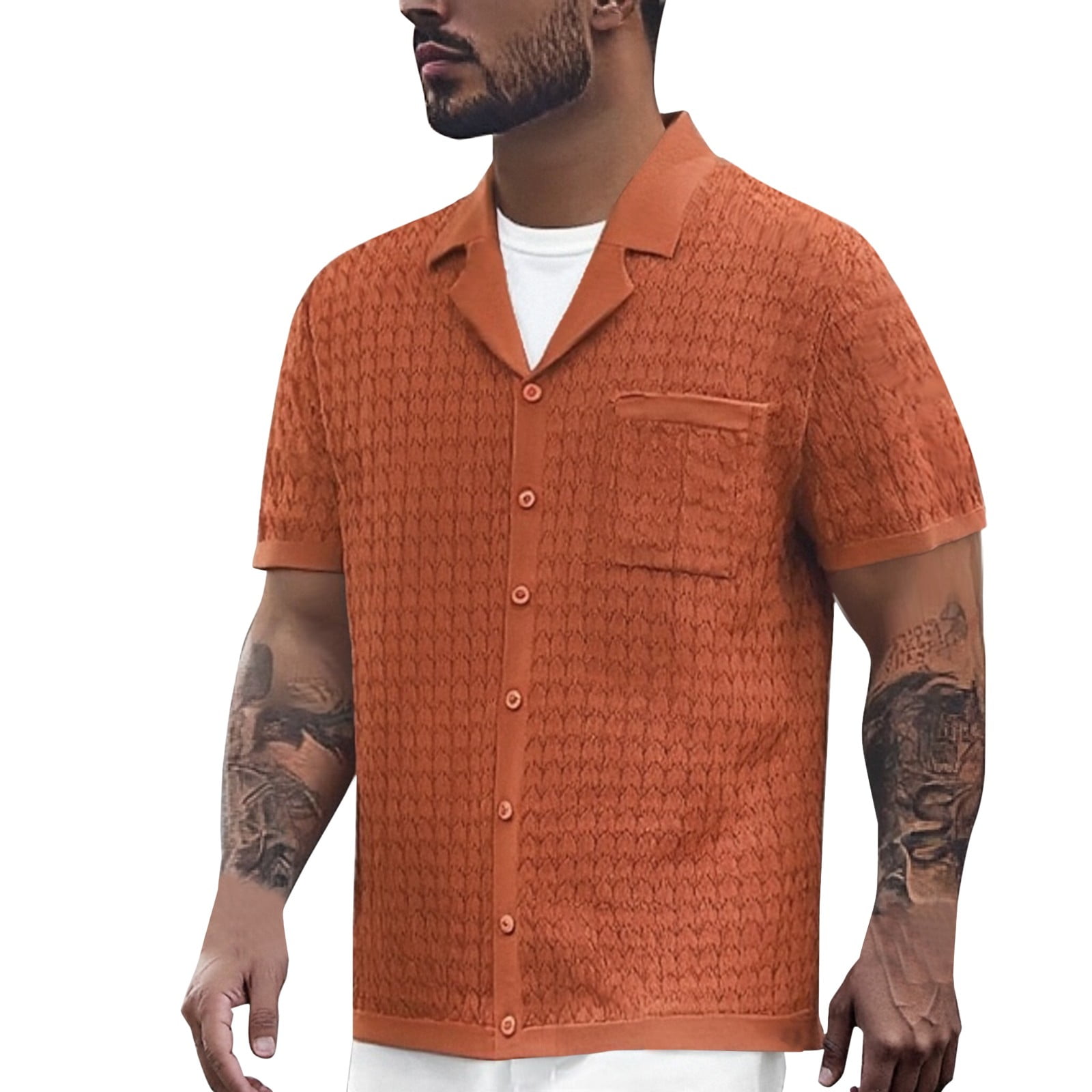 Fashion Top for Men - Men's Short Sleeve Business Casual Shirt with ...