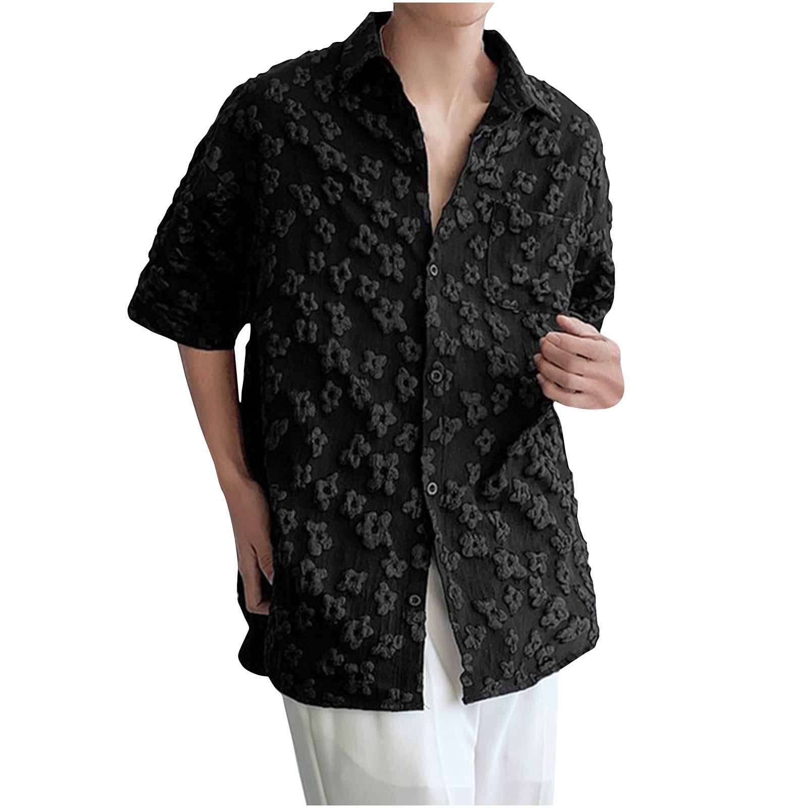Fashion Tops for Men Trendy Summer Plus Size Blouses for Men Dressy ...
