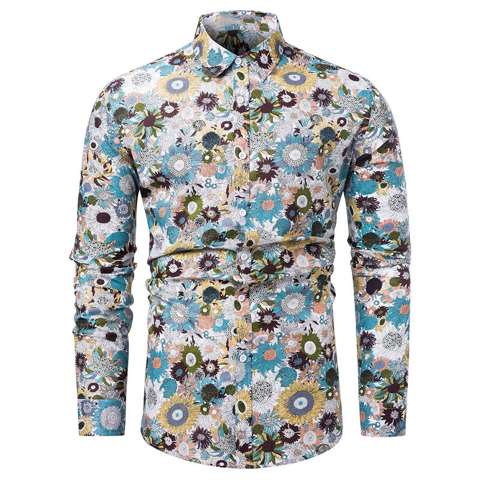 Fashion Tops Men's Shirt Flame Spark HD Pattern Printing Lapel Outdoor ...