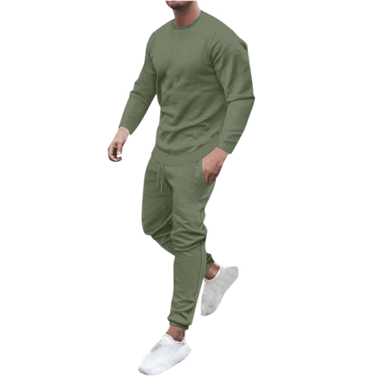 Fashion Travel Suits Men's Solid Color Fall Winter Warm Sport Home Suit ...