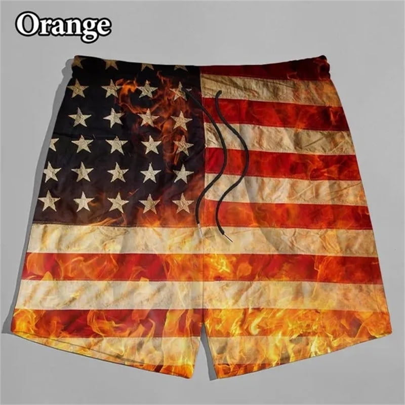 Fashion Trend American Flag Shorts Cool 3D Printing Casual Street ...