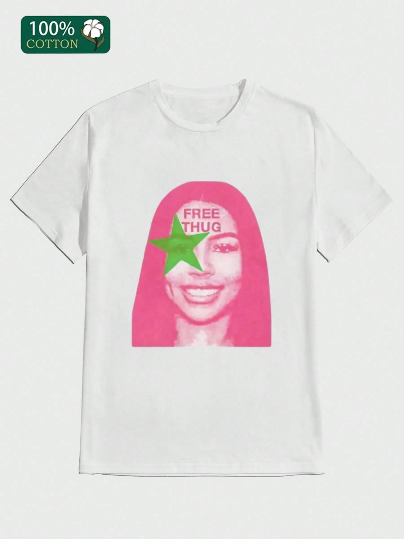 Fashion Trend Comfortable Fit Pink Star Pattern Casual Print, Comfortable and Versatile, Letter ...