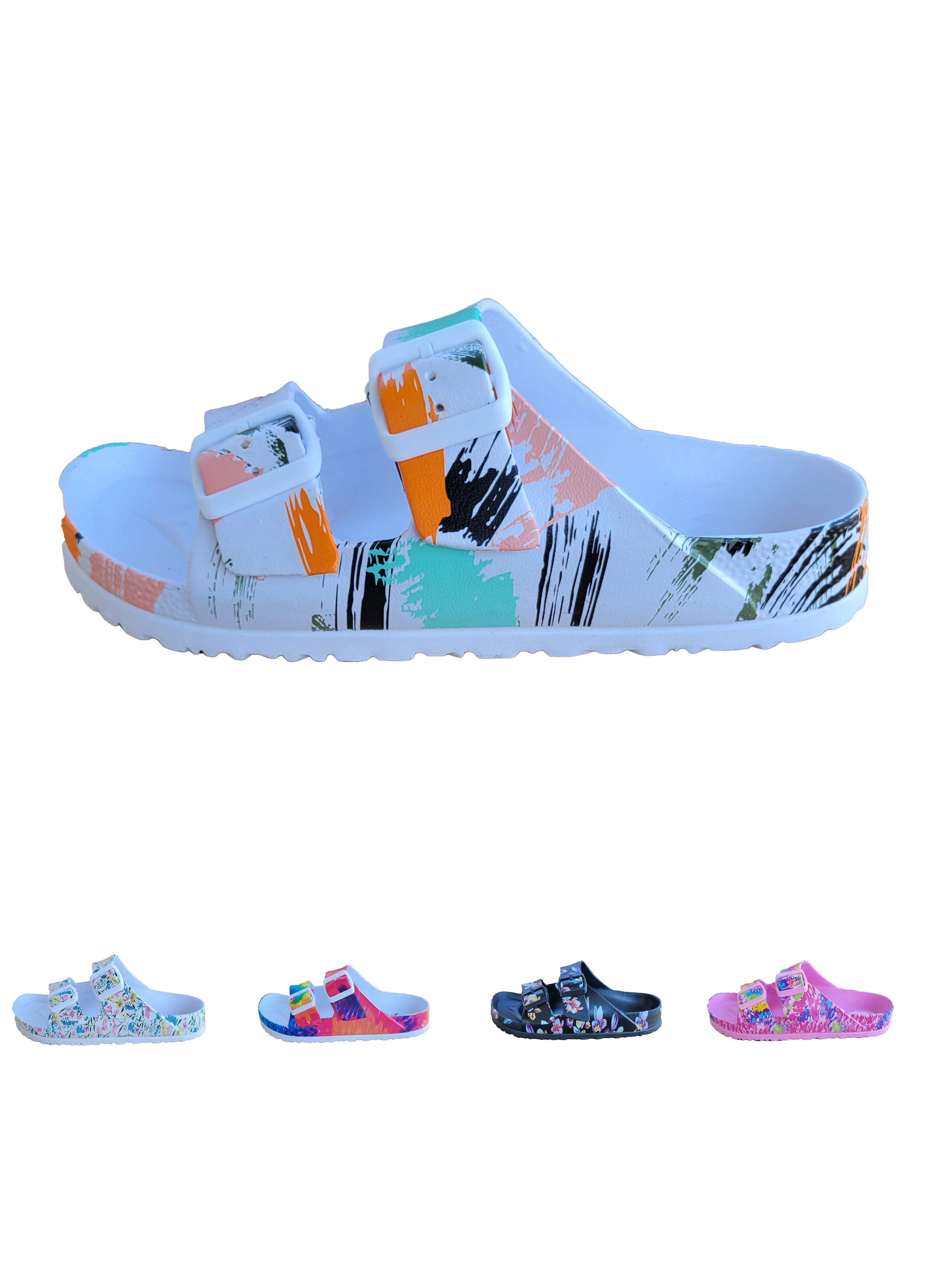 Fashion Trend Double Buckle Adjustable EVA Slides Comfortable Light ...