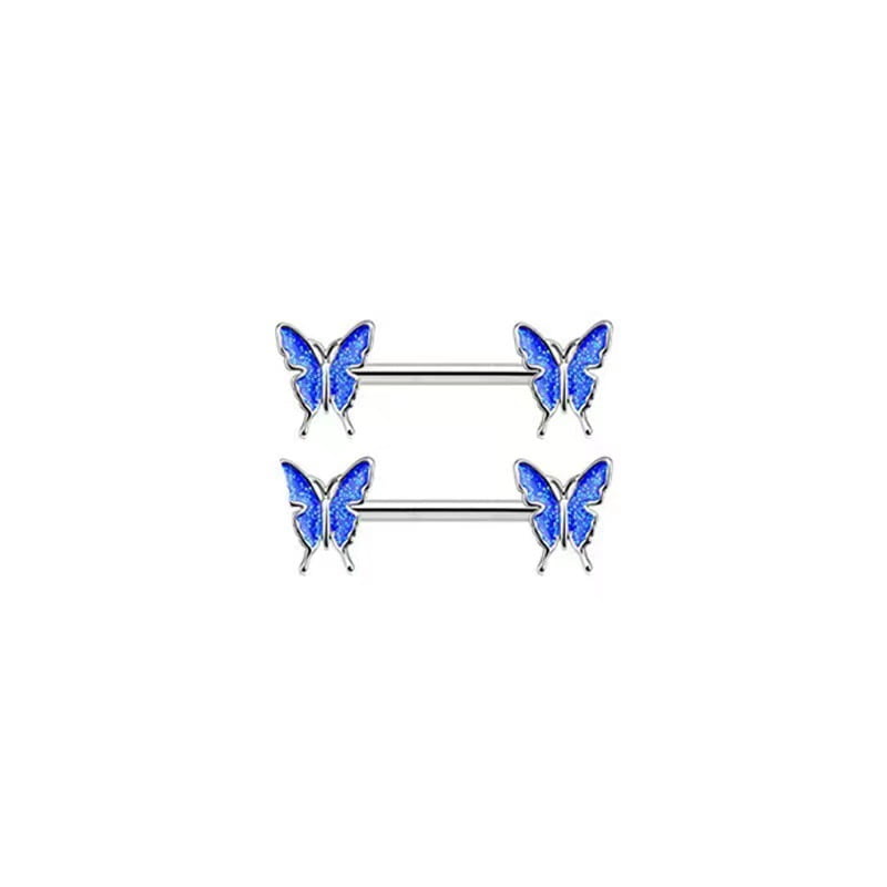 Fashion Trend Love Butterfly 6 Pair Chest Rings Piercing Set Stainless ...