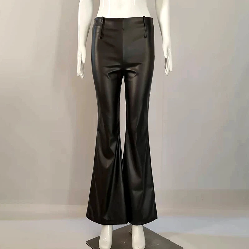 Fashion Trendy Skinny Black Street Zip Up Flare Trousers Clubwear ...