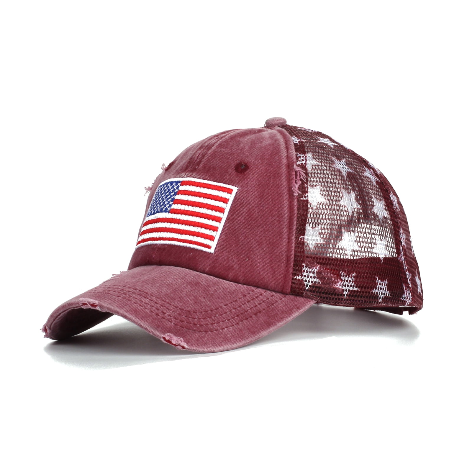 Fashion USA Embroidered Baseball Cap American Flag Mesh Cap Day ...