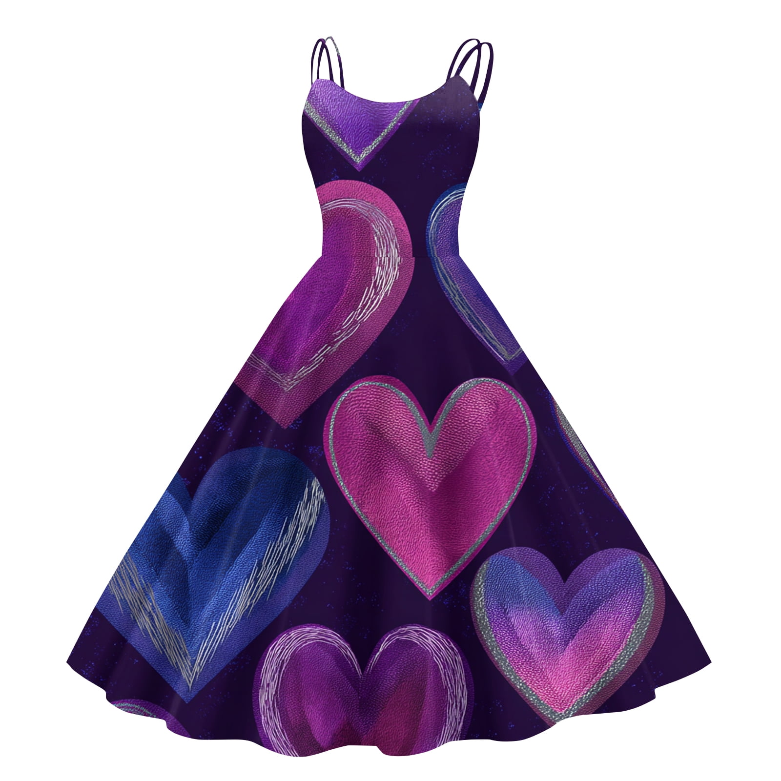 Fashion Valentine's Day Dress For Women Printed Off-Shoulder Sleeveless ...