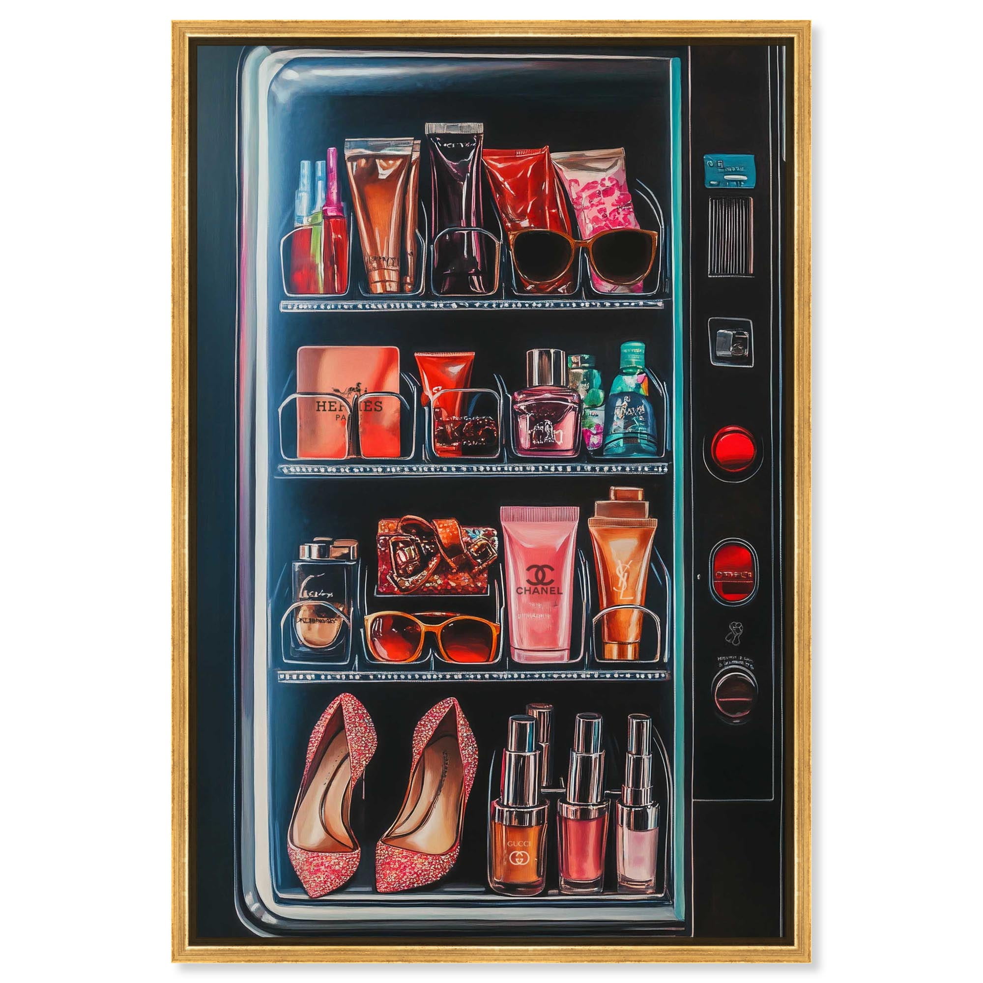 Fashion Vending Machine Canvas Fashion Posters by Art Remedy, Gold ...