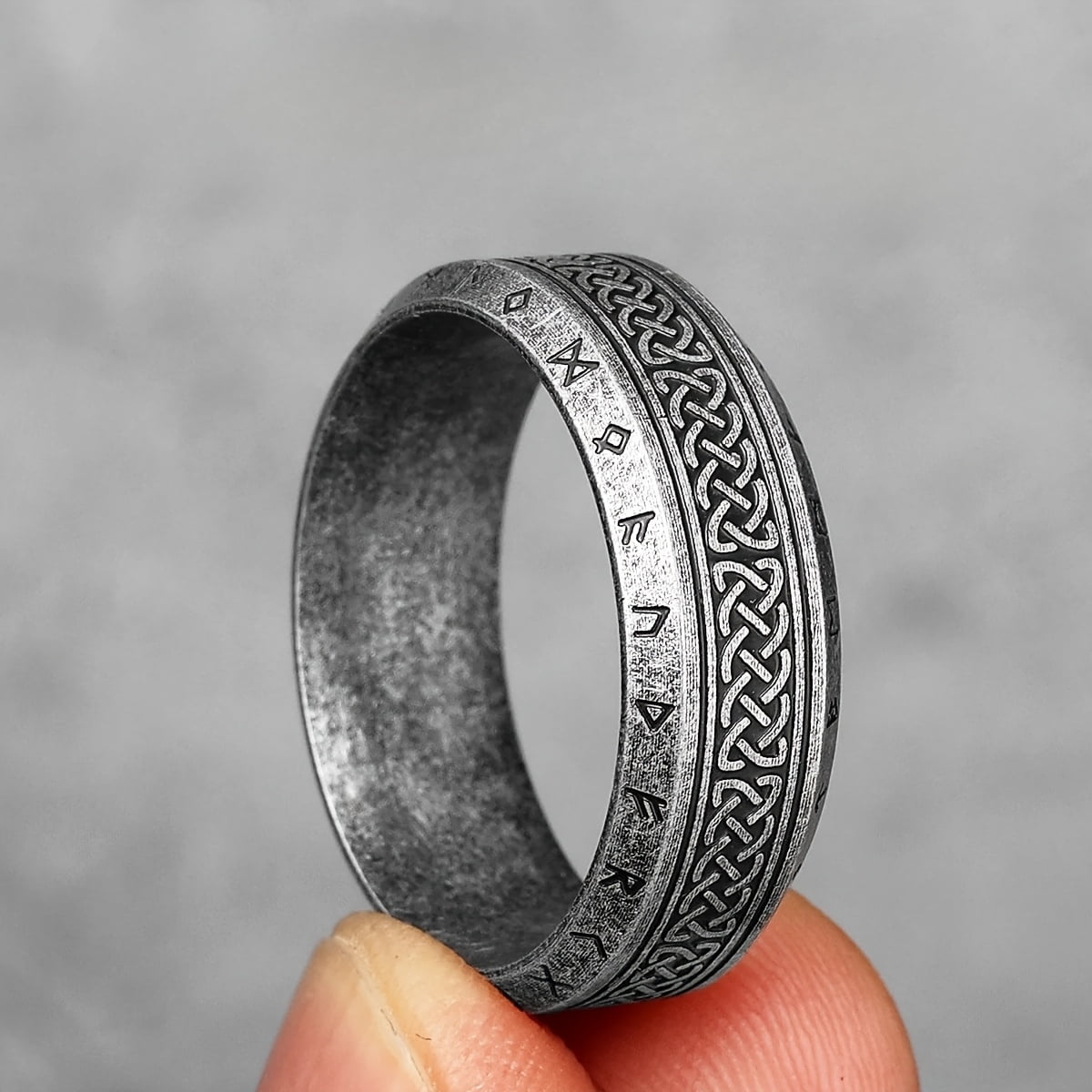 Fashion Vintage Simple Viking Rune Ring for Men Women Stainless Steel ...