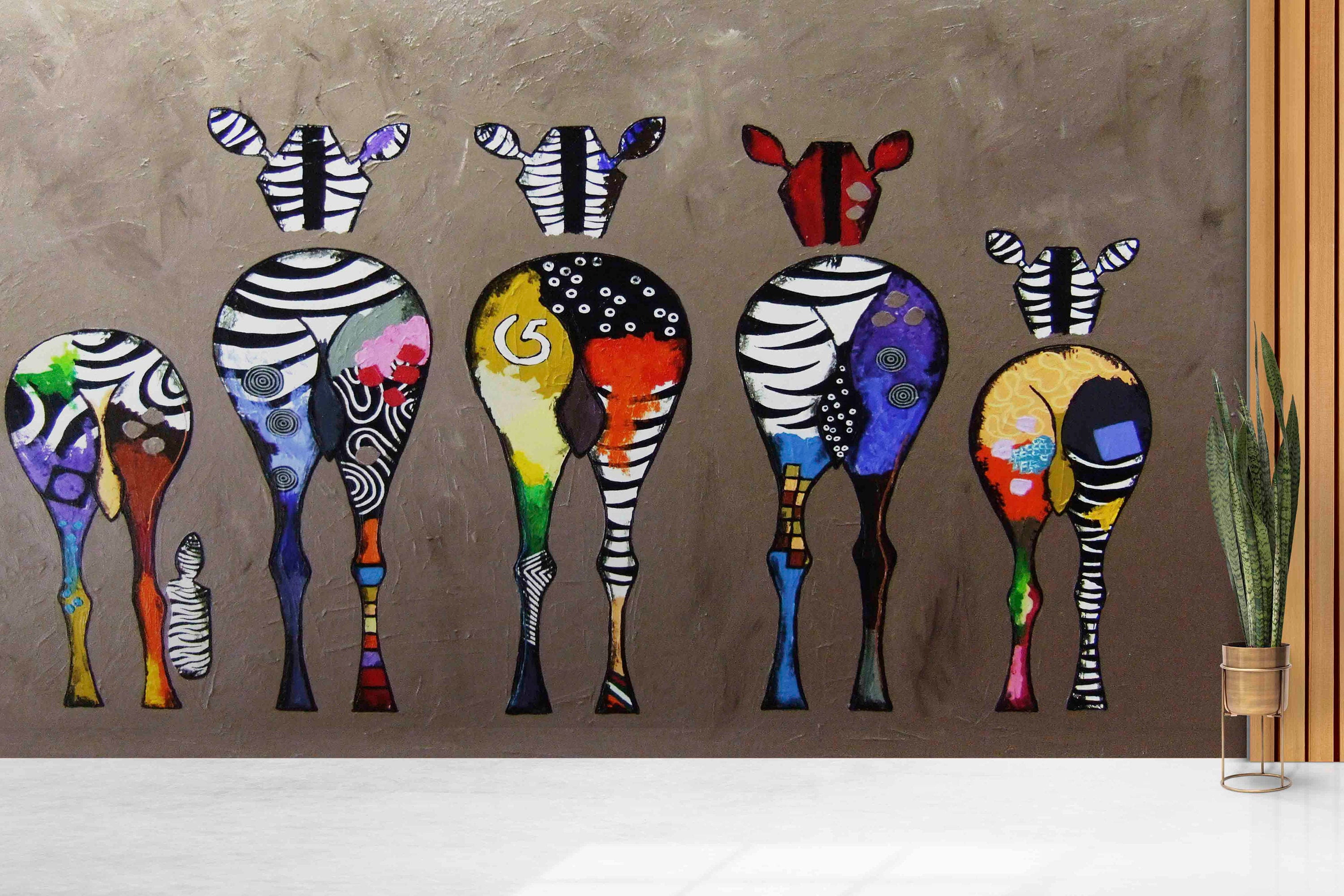 Fashion Wall Print, Modern Wallpaper, Abstract Zebra Wall Print, Paper ...