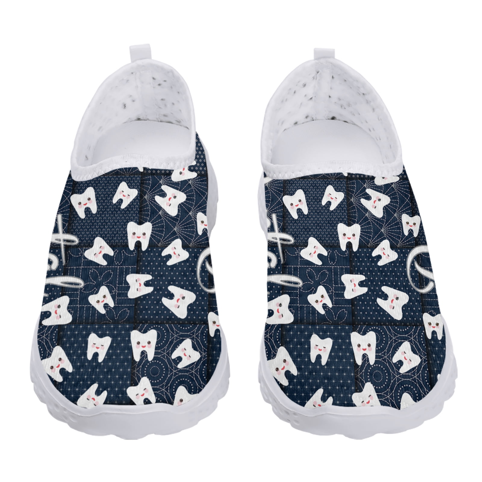 Fashion White Cartoon Tooth Design Mesh Breathable Women's Shoes ...