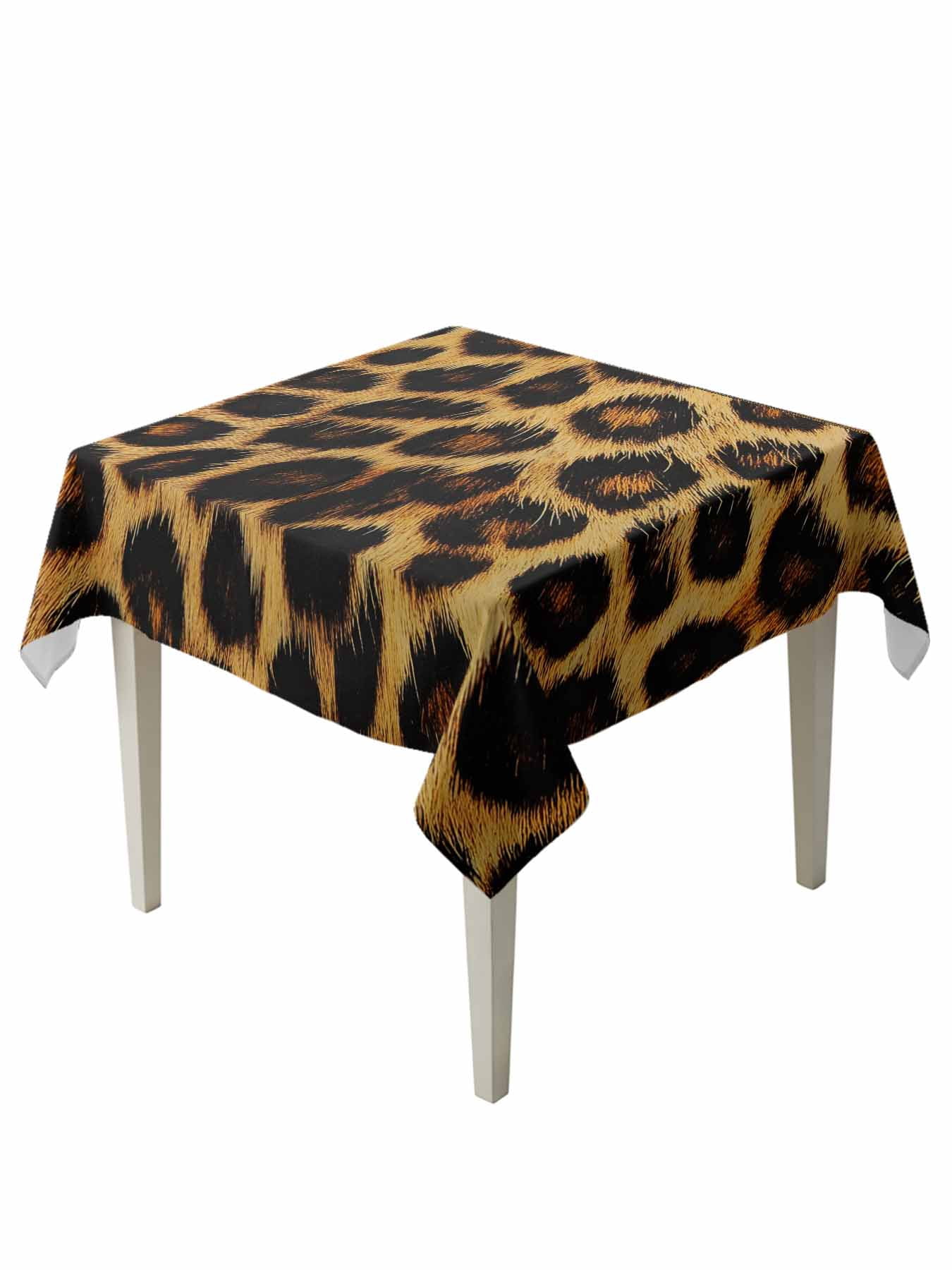 Fashion Wild Animal Table Cloth 60x60 Inch Square, Retro Brown Leopard ...