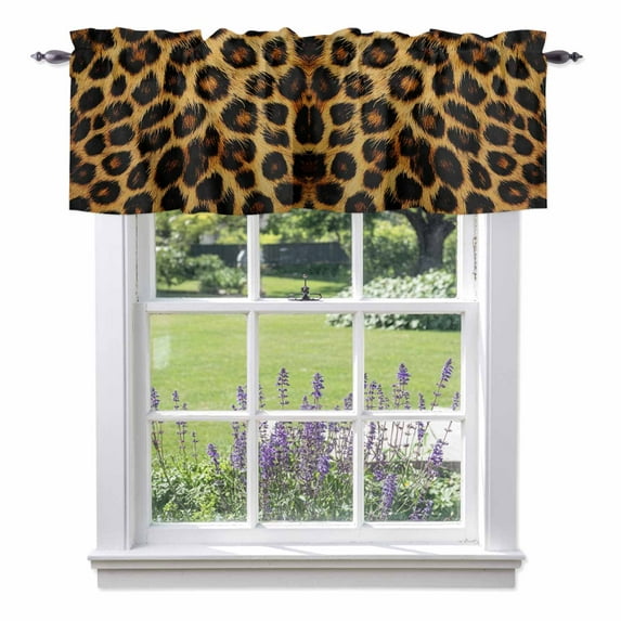 Fashion Wild Animal Valances for Windows, Retro Brown Leopard Print ...