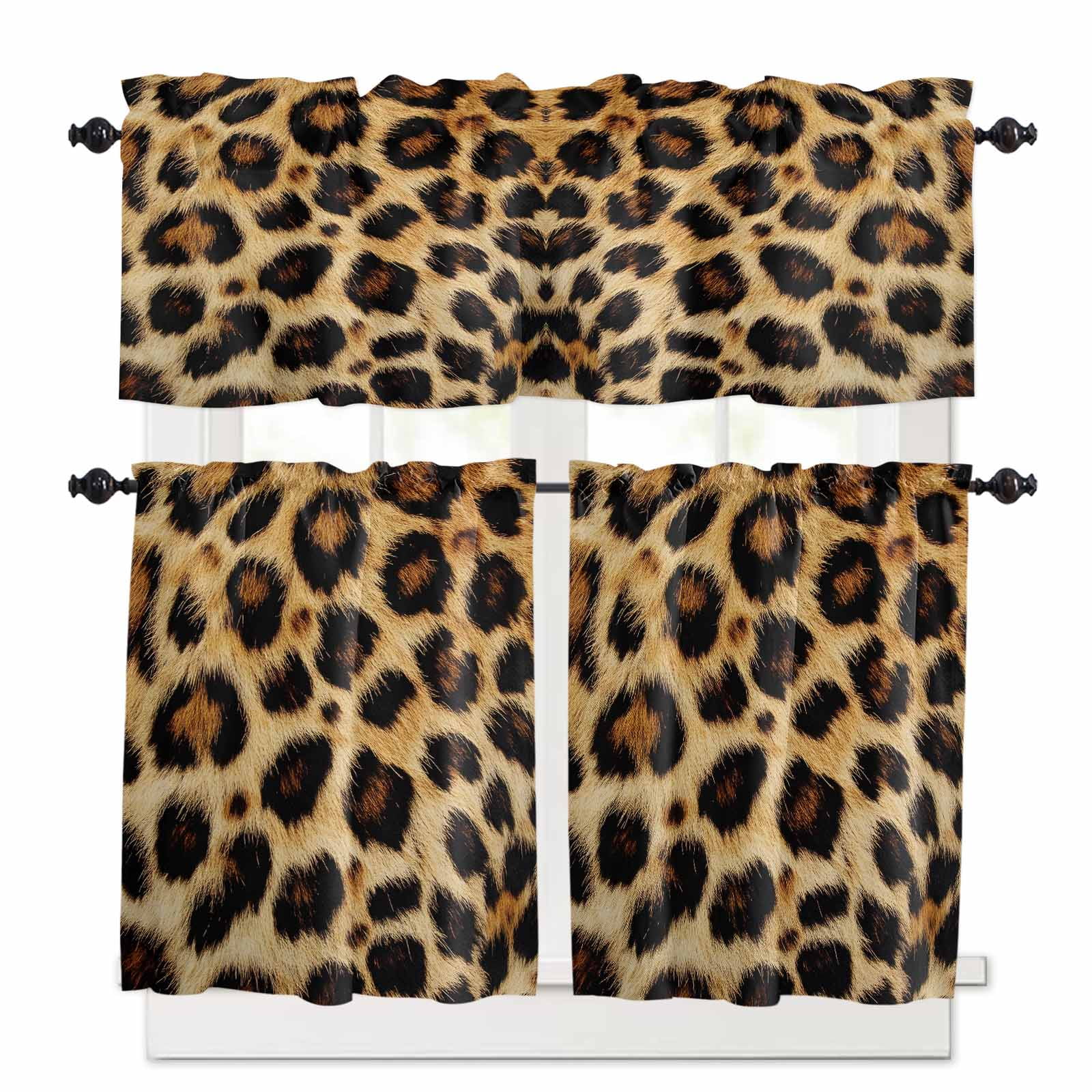 Fashion Wild Style Kitchen Curtains and Valances Set, Vintage Brown ...