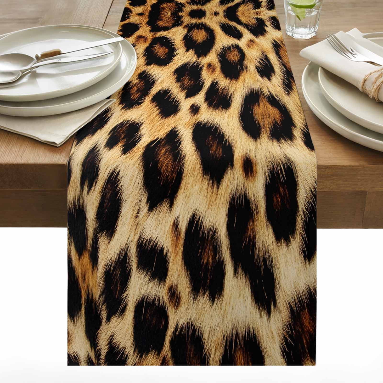 Fashion Wild Style Table Runner 13x108 inch Vintage Brown Leopard Print ...
