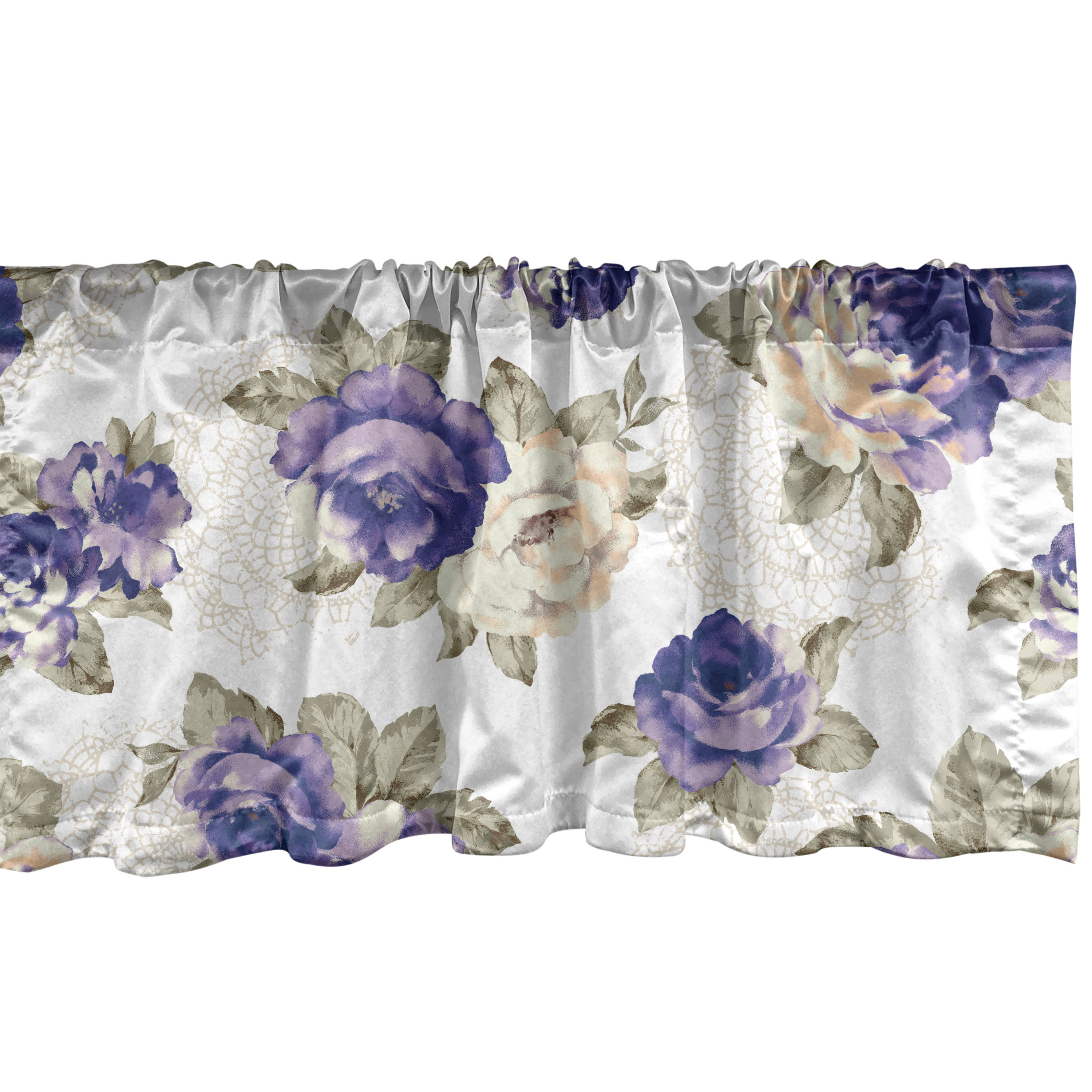 Fashion Window Valance, Floral Theme Watercolor Style Rose Flowers Art ...