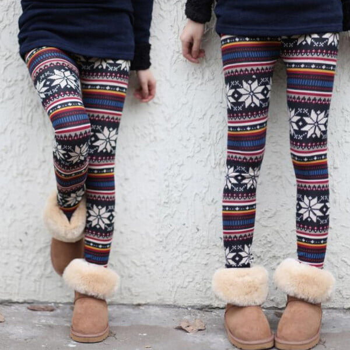 Fashion Winter Snowflake Pattern Thicken Fleece Women's Warm Tight ...