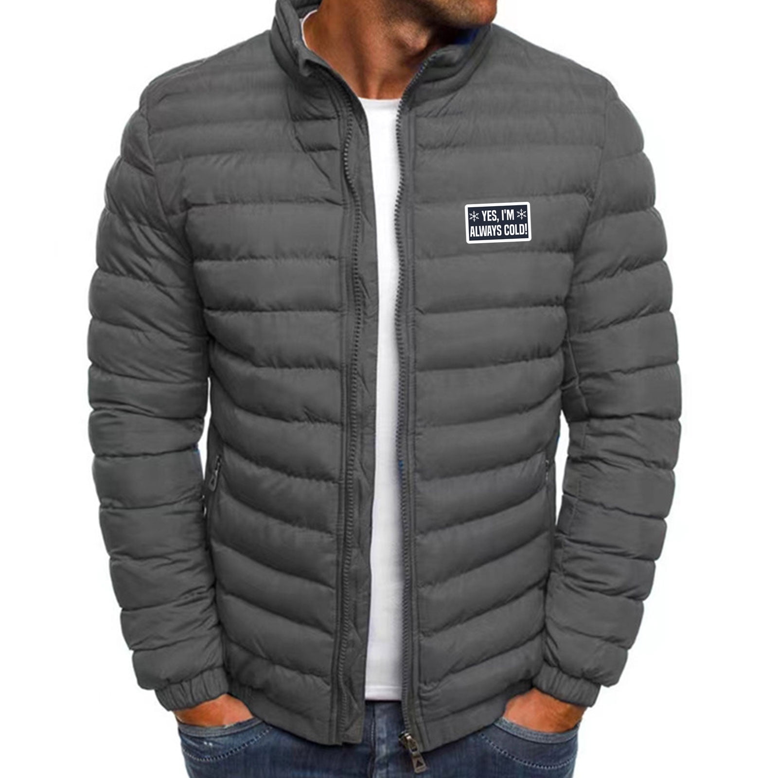 Fashion Winter Warm Jackets for Mens Plus Size Solid Color Letter ...