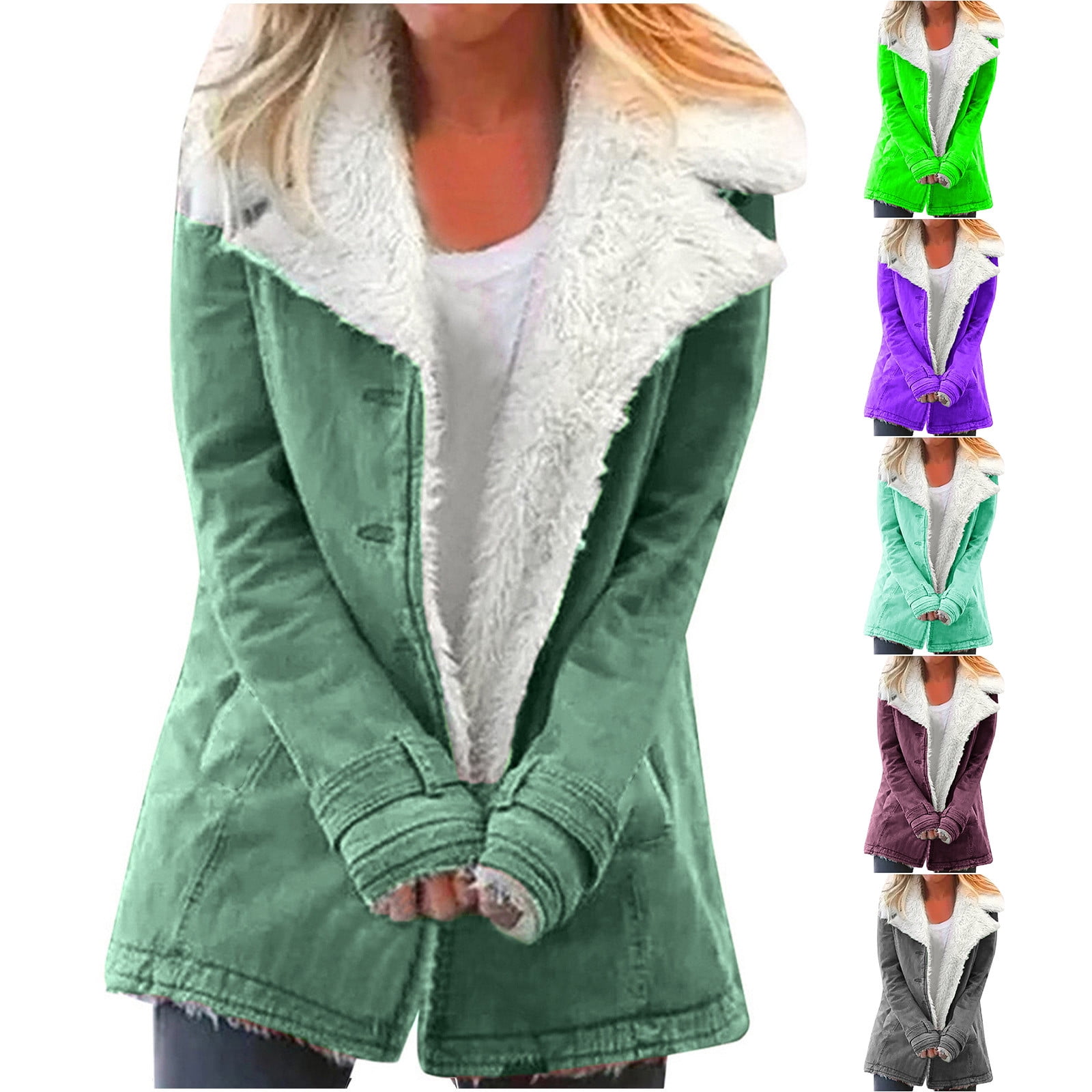 Fashion Winter Warm Jackets for Womens Plus Size Zip Up Composite Plush ...