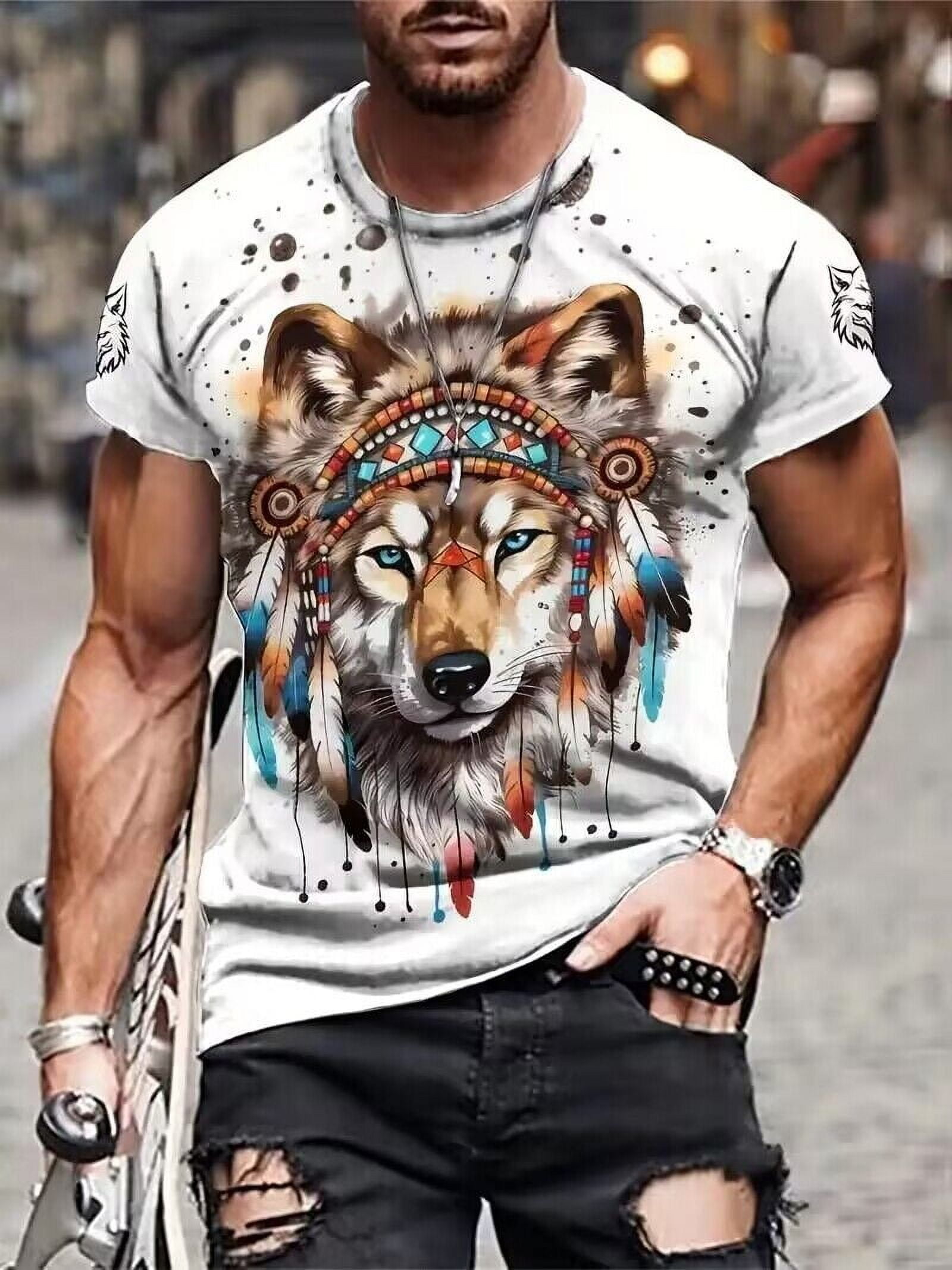 Fashion Wolf Brown White Casual Novelty Trendy Tee - Walmart.com