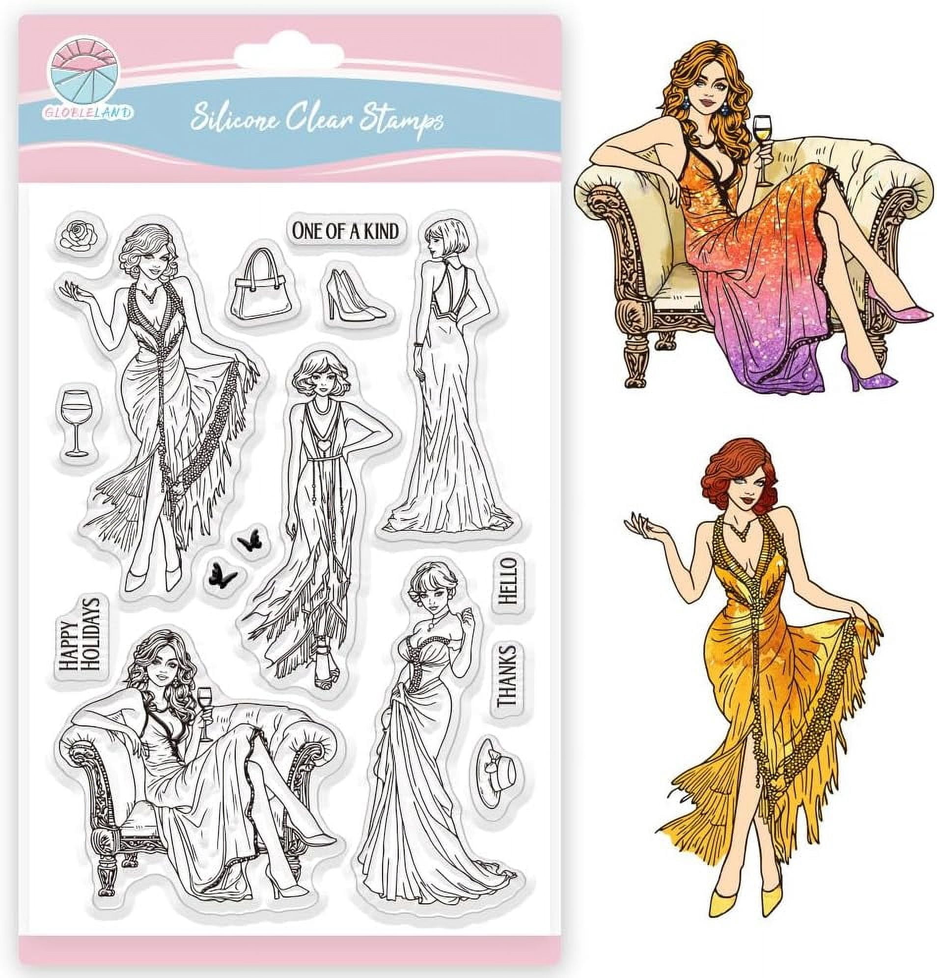 Fashion Woman Clear Stamps Dress Lady Silicone Clear Stamp Seals ...