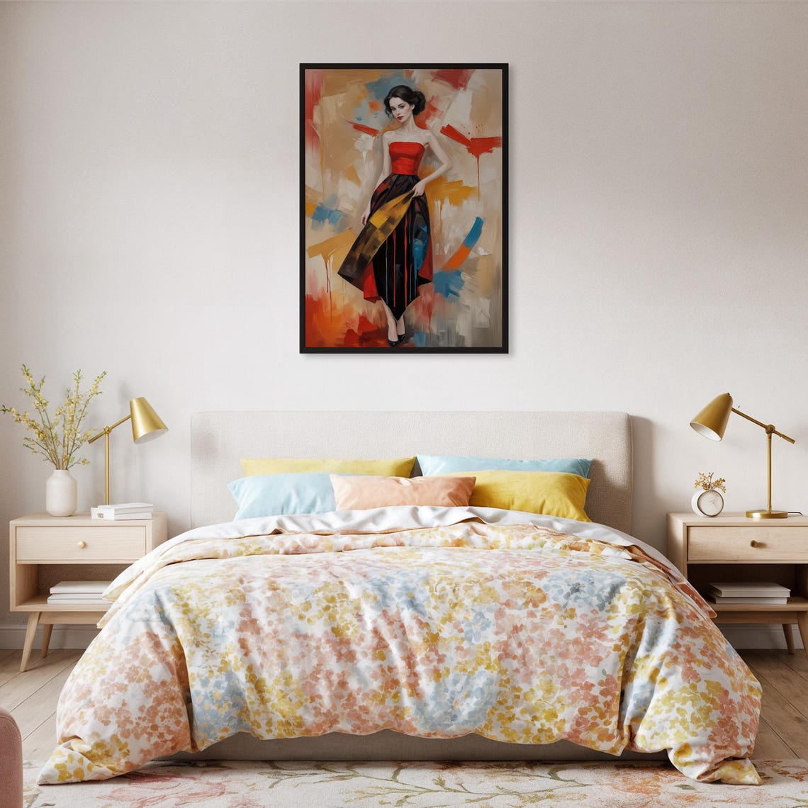 Fashion Woman Wall Art Poster Abstract Style Colorful Portrait Modern ...