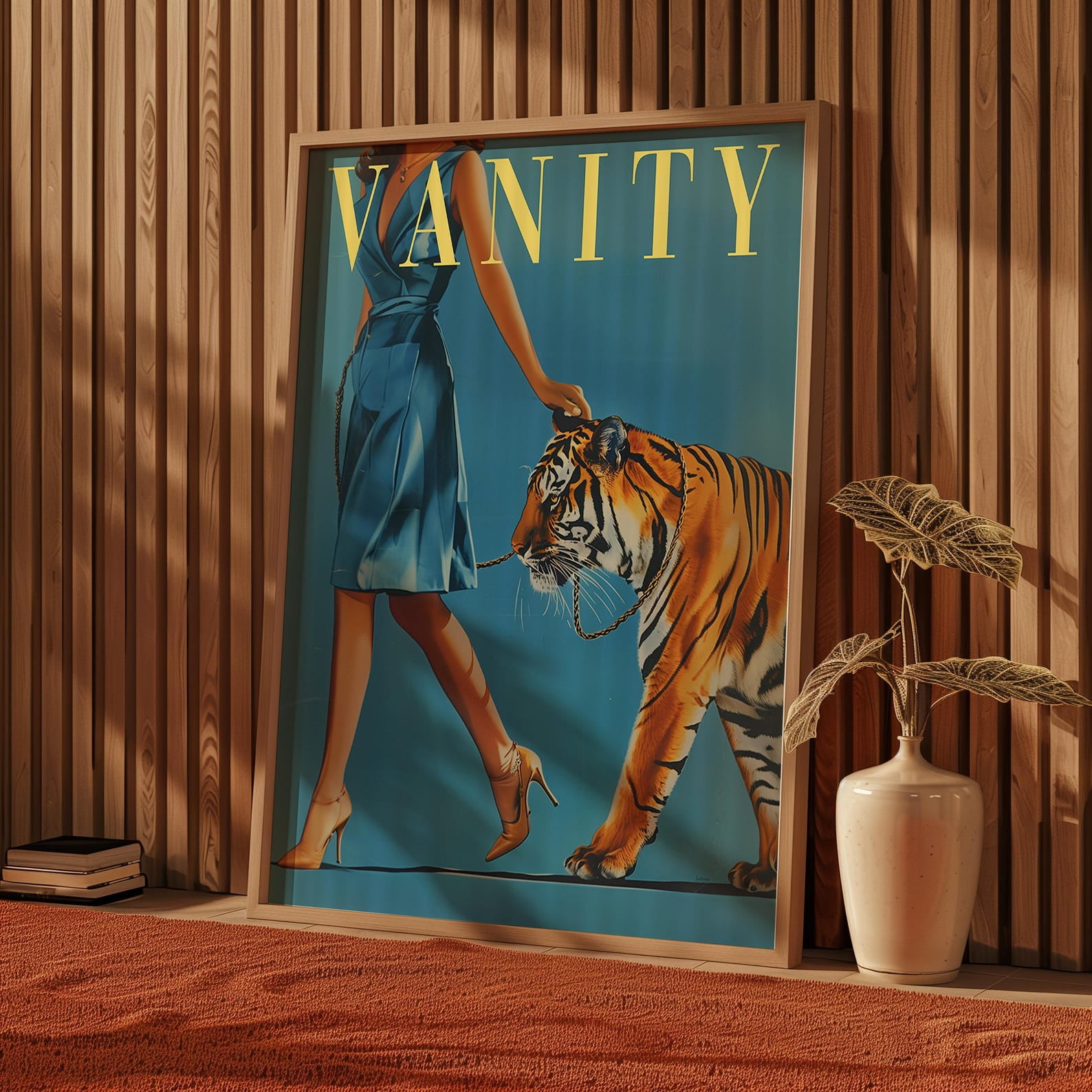 Fashion Woman with Tiger Art Poster, Luxury Modern Illustration Wall ...