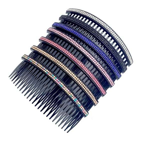 Fashion Women 24 Teeth Hair Comb Pin Clip Double Rows Rhinestone Hair ...