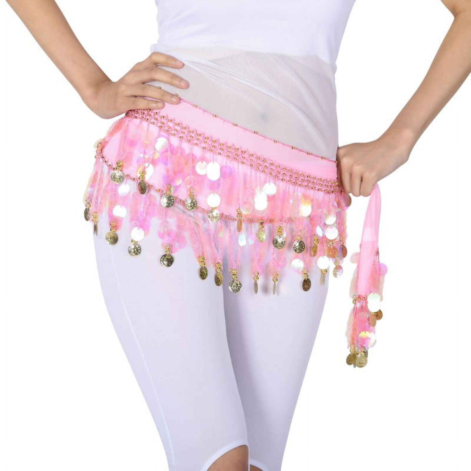Fashion Women Belly Dance Hip Wrap Scarf Coin Sequin Waistband Dress