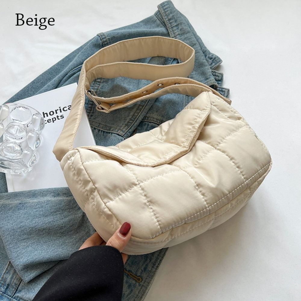 Fashion Women Girls Down Cotton Padded Solid Color Shoulder Bags ...
