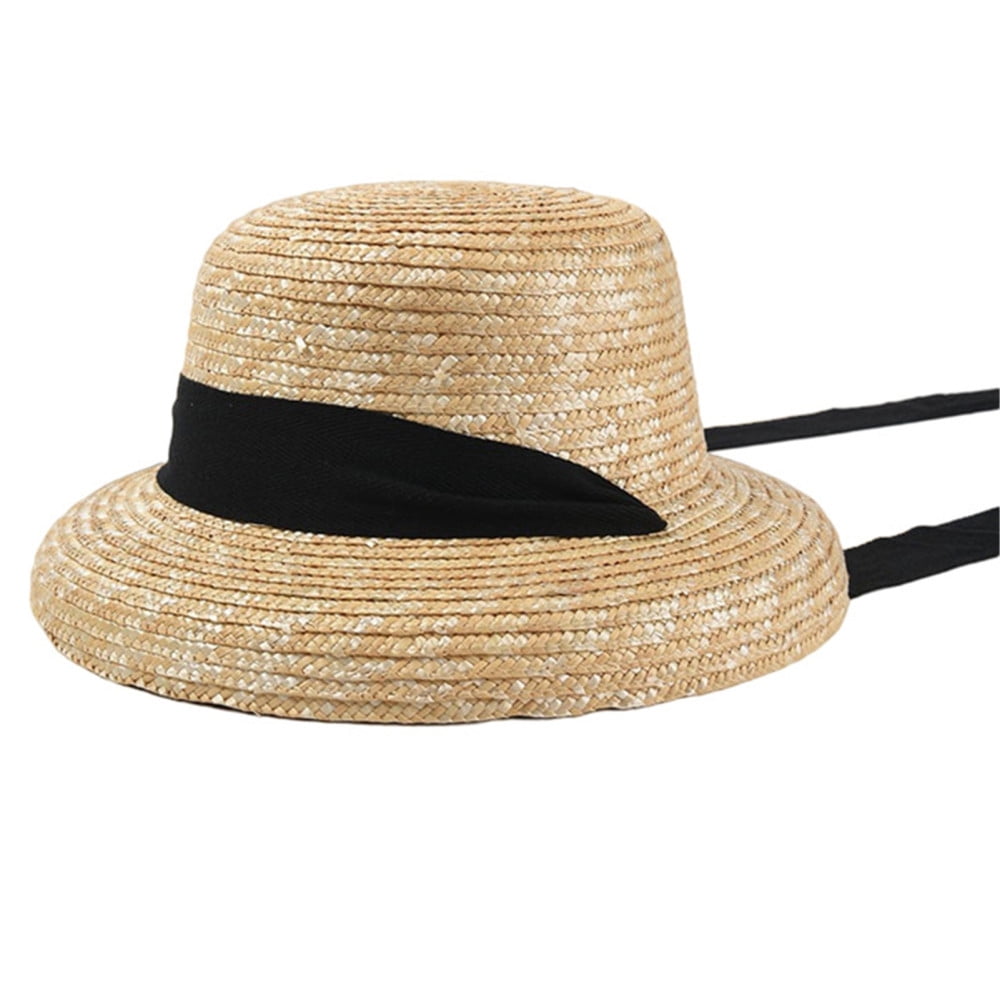 Fashion Women Girls Straw Hats Classic Straw Flat Top Panama Hat Straw ...